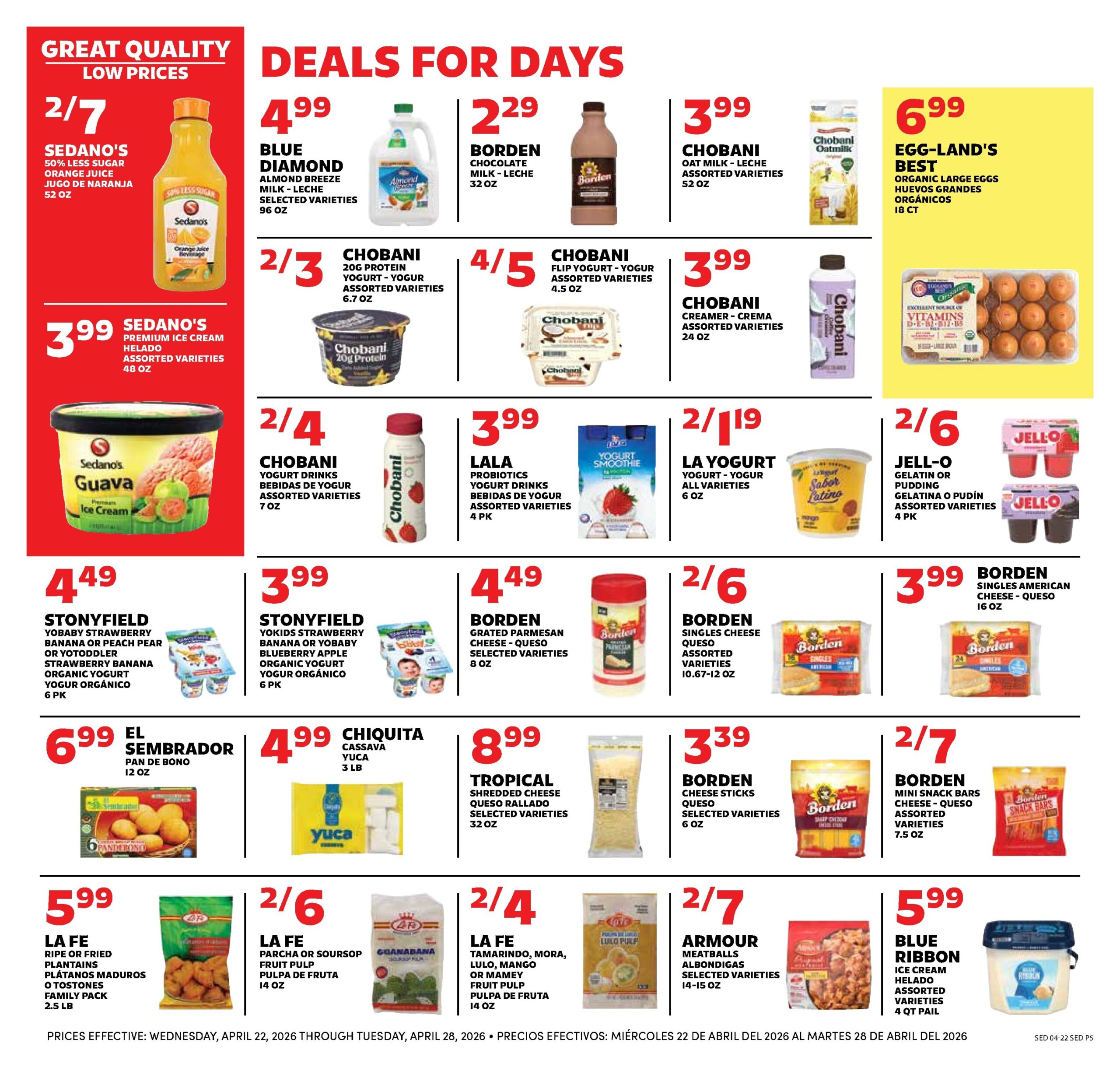Sedano’s Weekly Ad Deals April 22 – April 28, 2026